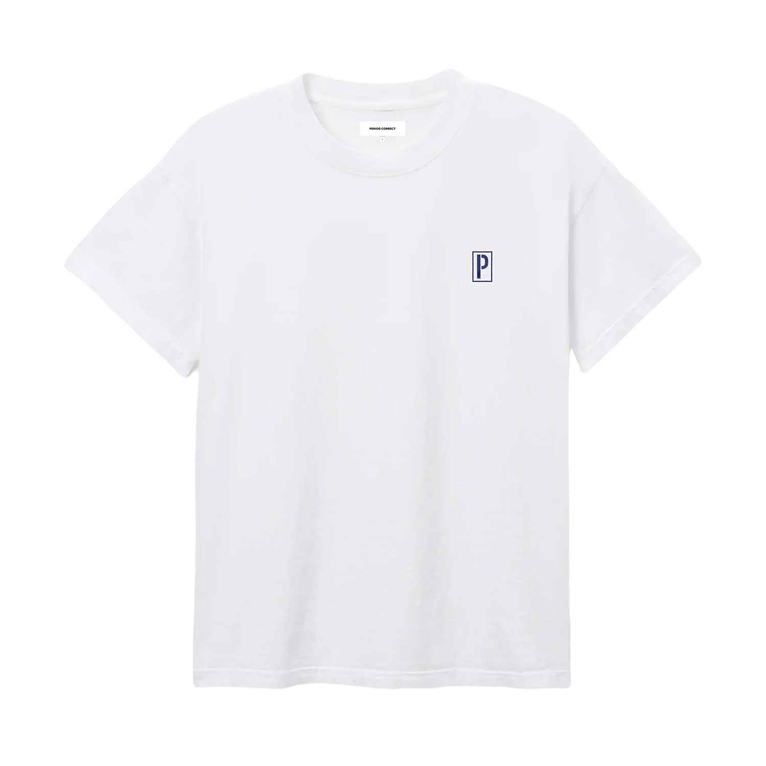 STENCIL P TEE WHITE – Period Correct